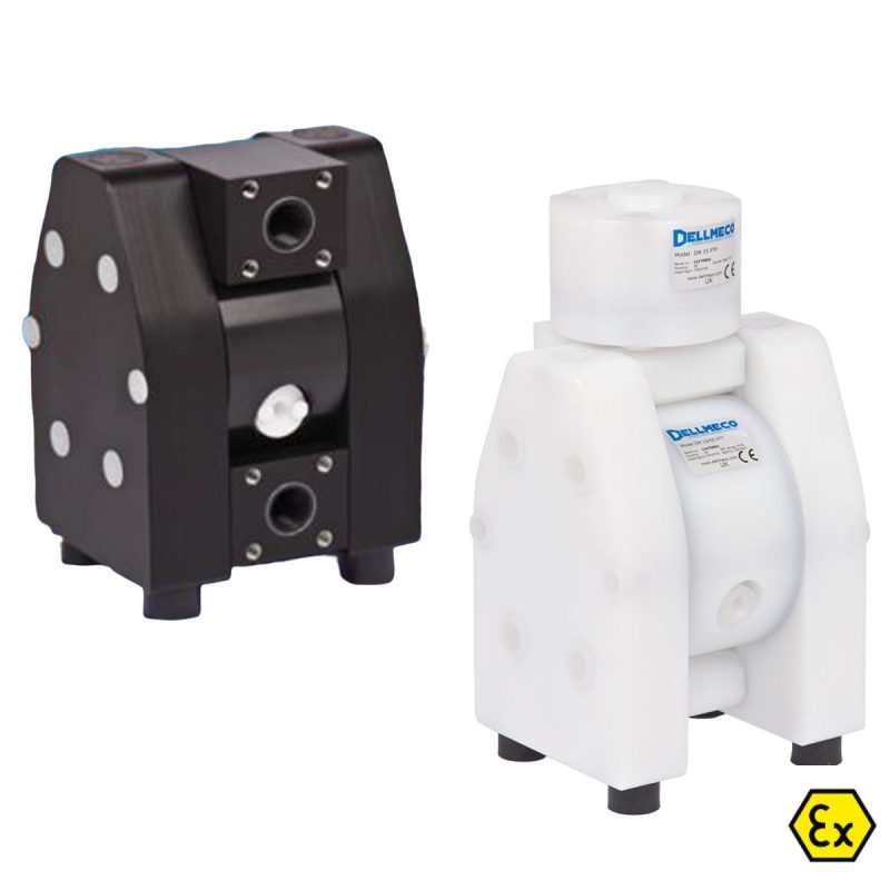 Pneumatic double diaphragm pump DM range model and pulsation damper ...